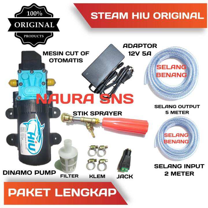 Alat Cuci Set steam Hiu 12v / Pompa air dc 12v Hiu 100Psi 5Lpm original ...