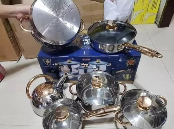 Kaisa Villa 12pcs Cookware Set Induction Non Magnetic Cooking Multi ...