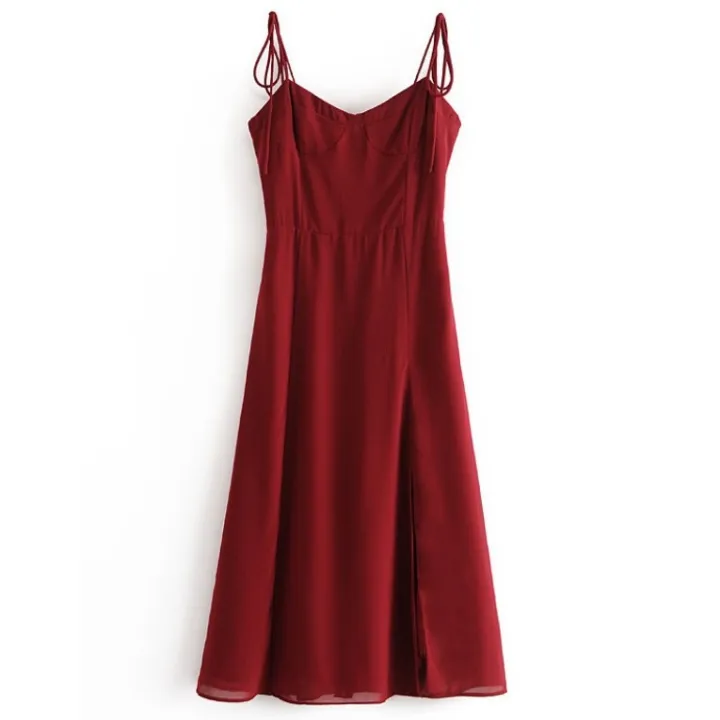 Solid Color High Waist Sexy Side Split Dress Lazada Ph