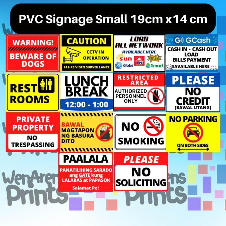 Small PVC Plastic Signage No Parking Smoking CCTV Load Cash Breaktime ...
