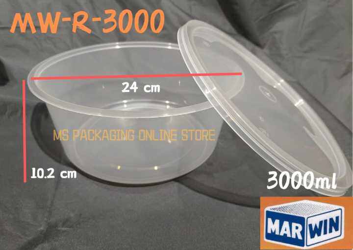 MW R-3000 Microwavable Round Container with Lid (30set±)/(3000ml ...