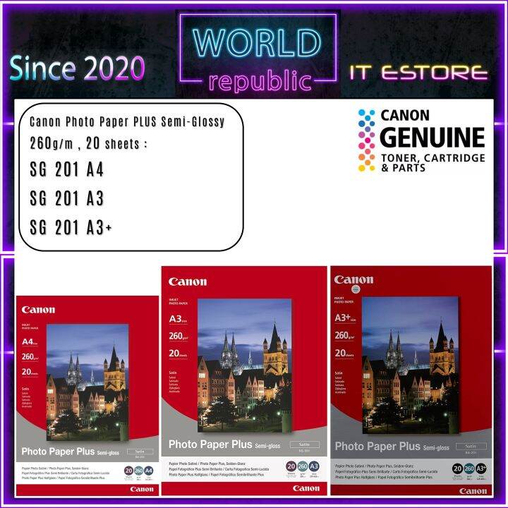 Semi Glossy Photo Paper Plus - SG-201 SG201 4R , A4 , SG-201 A3 , SG-201 A3+ ( 260gsm, 20 sheets ...