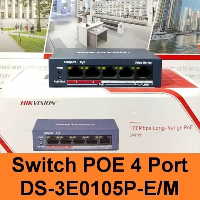 Hikvision POE DS-3E0105P-E-M Switch Hub POE 4 Port | Lazada Indonesia