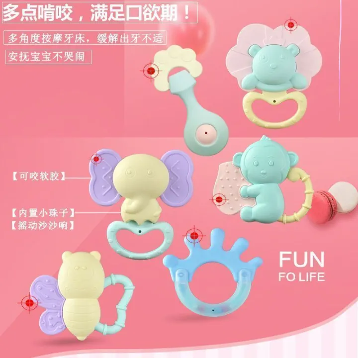 Boiled gutta percha baby hand rattle baby sleeping newborn baby ...