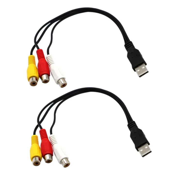 2X USB to 3RCA Cable USB Female to 3 RCA Rgb Video AV Composite Adapter ...