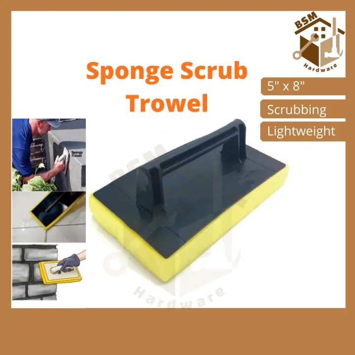 BSM Cement Sponge Scrub Trowel Cement Plaster Trowel with Handle for ...