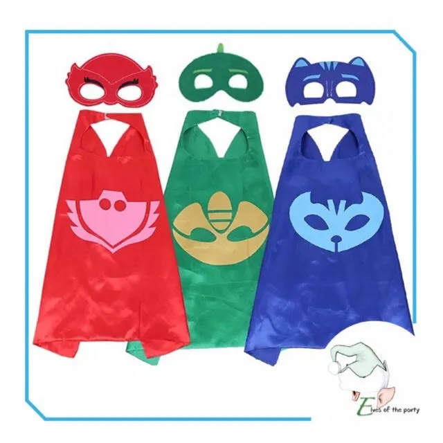 PJ Masks Costume / superHero cape & mask/ Gekko Owlette Cat Boy costume ...