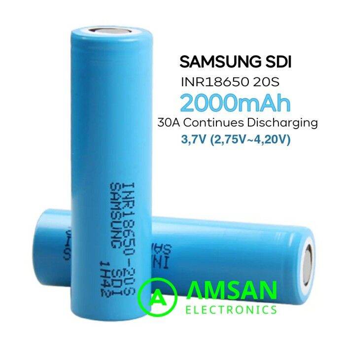 SAMSUNG SDI INR18650-20S 2000mAh 30A Baterai Power Tools Battery 18650 ...