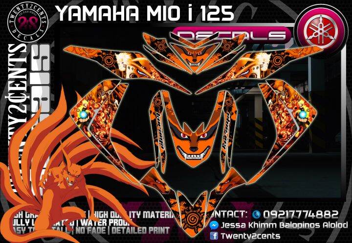 Yamaha Mio i 125 / 125s Decals High-Quality Stickers orange (naruto ...