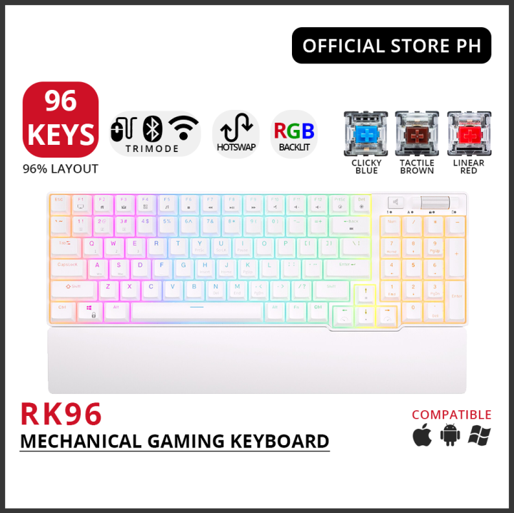 ROYAL KLUDGE RK96 RGB Tri-Mode BT5.0/2.4G/USB-C Hot Swappable ...