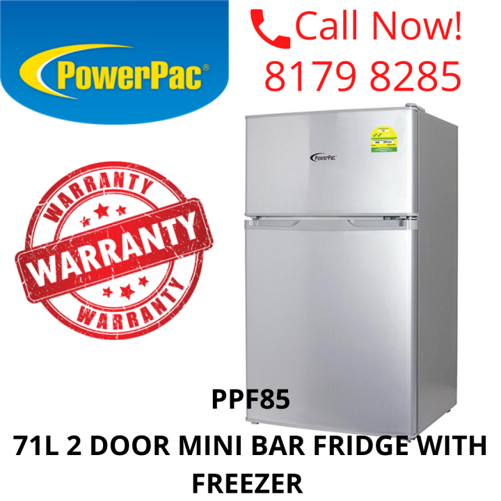 PowerPac 71L 2 Door Mini Bar Fridge with Freezer [PPF85] | Lazada Singapore