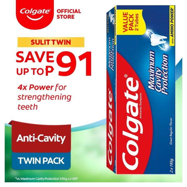 OK Colgate Maximum Cavity Protection Great Regular Flavor Anti-Cavity Family Toothpaste 195g ...