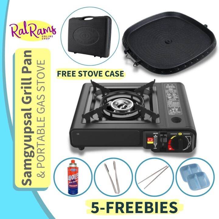 SAMGYUPSAL GRILL PAN SINGLE STOVE Korean Samgyeopsal Set Non-stick ...