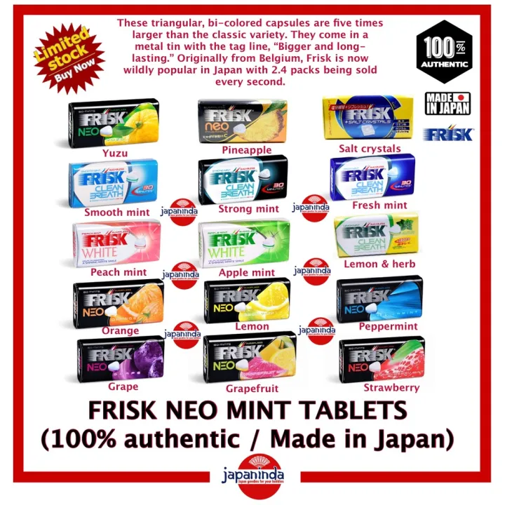 ♣FRISK Neo Mint Tablets (50 Triangular bi-colored Mints) Made in Japan ...