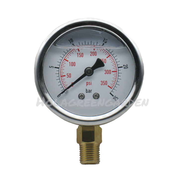 เกจวัดแรงดันลม เกจวัดแรงดันน้ำ Pressure Gauge ชนิดน้ำมัน oil พ่นหมอก 25bar เกลียวนอก 1/4 2หุน 12 ...