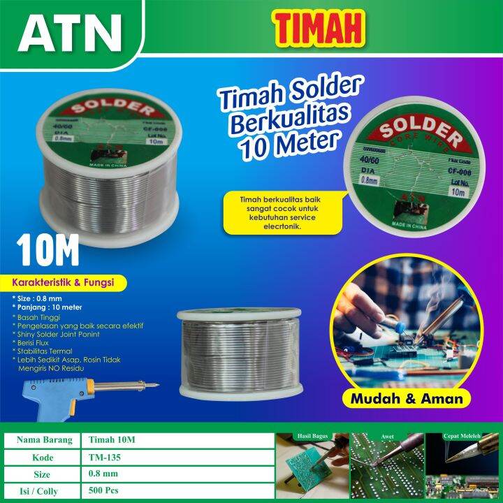 Timah Solder Core Wire Roll 0.8 mm 1meter/5meter/10meter/200 gram /200g ...