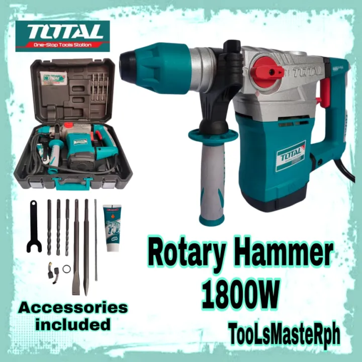 TOTAL Rotary hammer 1800W TH118366 Free Tool set | Lazada PH