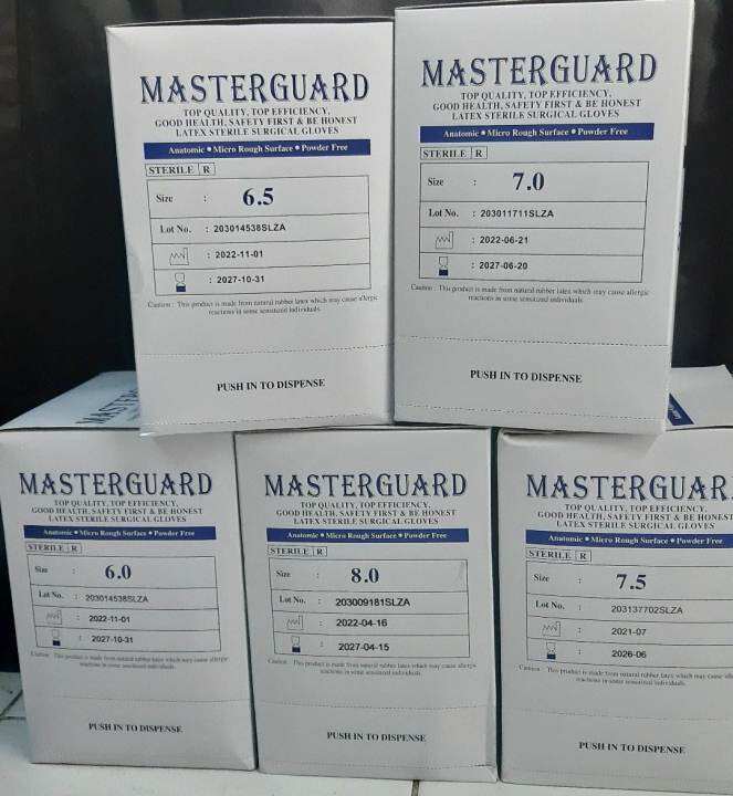 MASTER GUARD SURGICAL LATEX GLOVES with sizes Sold per Box | Lazada PH