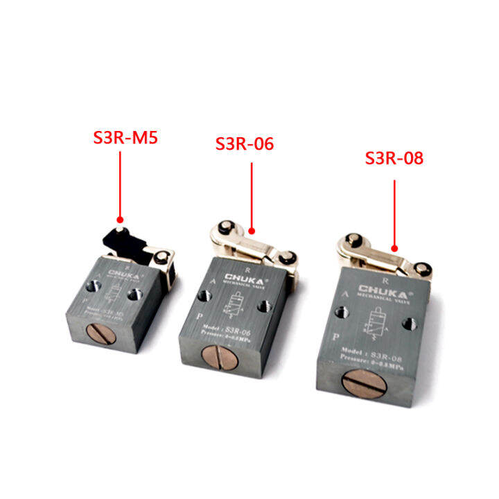S3R-06 S3R-08 Mechanical Valve S3R-M5 Pneumaitc Air Control Valve 2 Position 3 Way Air Valve 1Pc ...