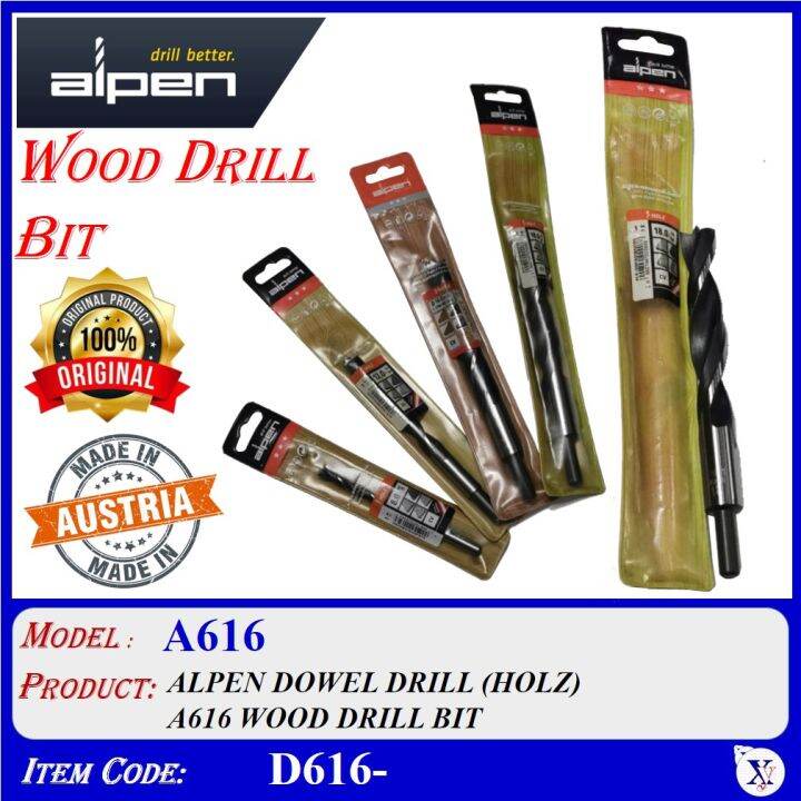 D616 (3mm-20mm) A616 ALPEN DOWEL DRILL (HOLZ) A616 WOOD DRILL BIT ...