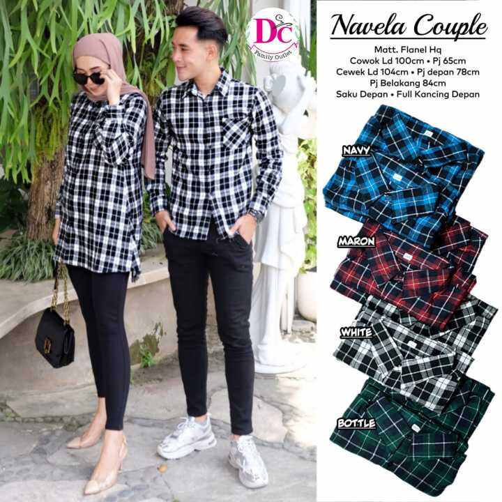 PROMO COD Kemeja Flanel Terbaru Lengan Panjang Couple Suami Istri Motif Kotak kotak Set Navela ...