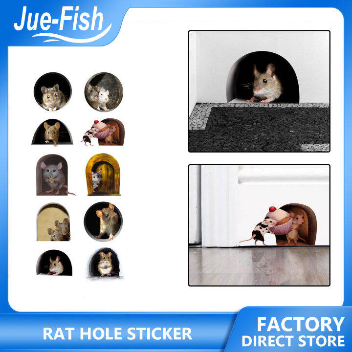 5pcs Realistic Hole Wall Stickers for Corner Stairs Funny Home Decor ...