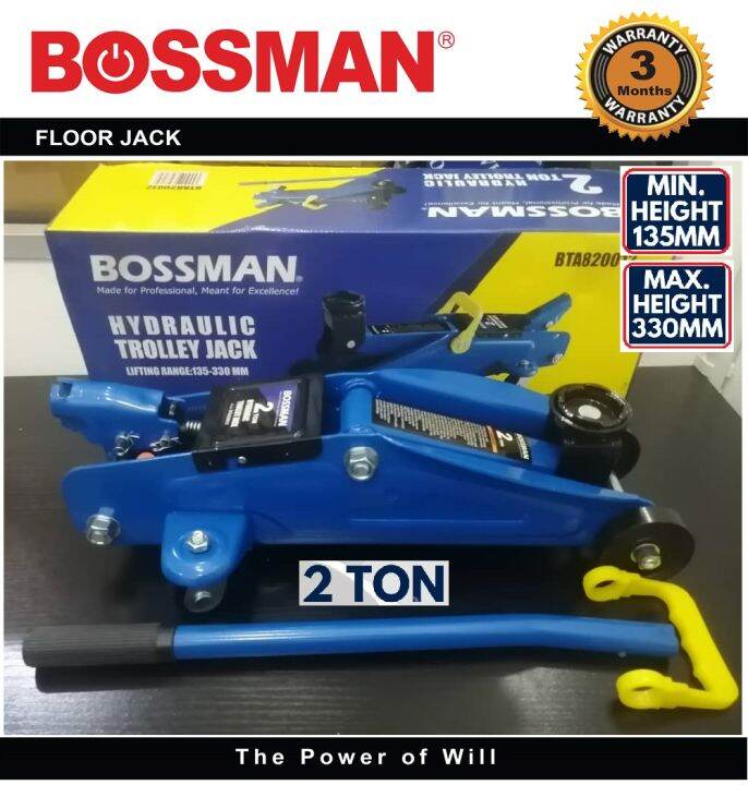 BOSSMAN HEAVY DUTY 2 TON HYDRAULIC FLOOR JACK (9KG) BTA820012 | Lazada