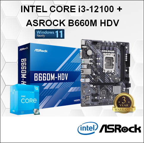 ASROCK B660M HDV B660 LGA1700 Motherboard + Intel 12TH / 13TH GEN CORE ...