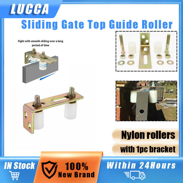 1 Set Sliding Gate Top Guide Roller gold Series (L Bracket + 2 Nylon ...