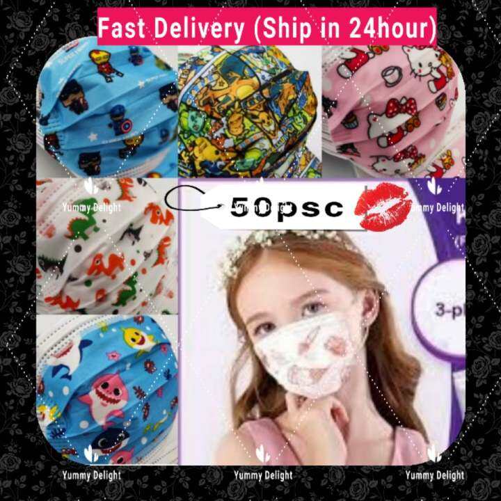 Ready Stock 50pcs Children Kids Cartoon 3ply Face Mask Kanak Kanak ...