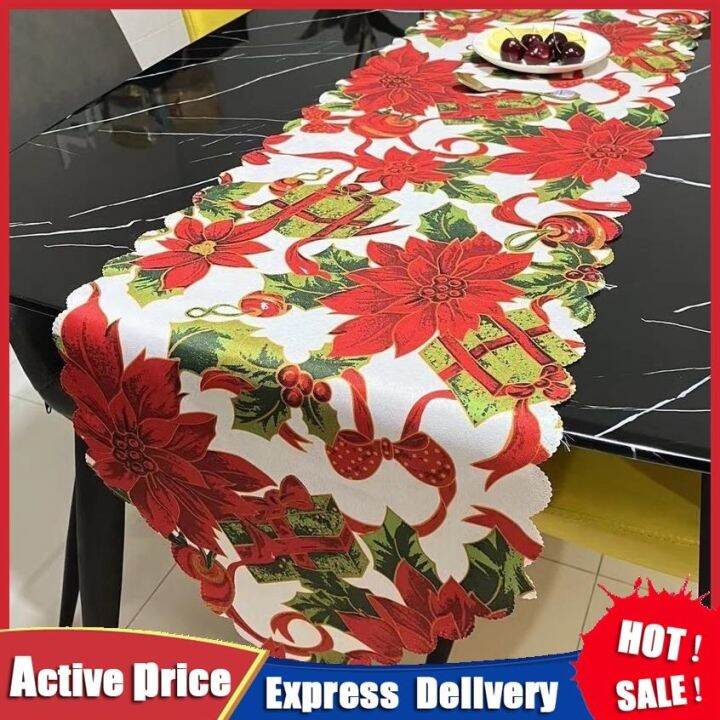 46810 seater Table Runner Christmas Table Runner 46810 Seater Polyester Fabric Cloth Non-water ...