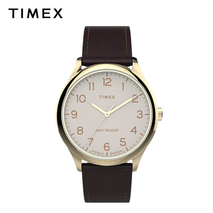 Timex Easy Reader Strap Brown Leather Analog Quartz Watch For Men ...