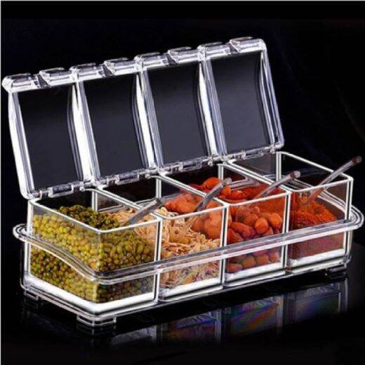 Perfect Life- Transparent Crystal Condiments Seasoning Box Organizers ...