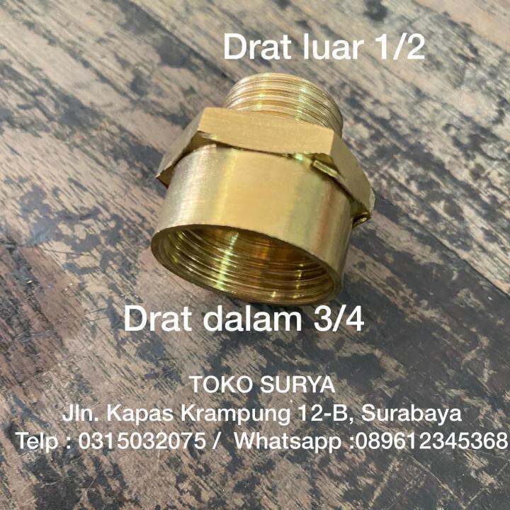 Sok Kran 1/2" x 3/4"/ Sok drat luar dalam 1/2" x 3/4" Kuningan | Lazada Indonesia