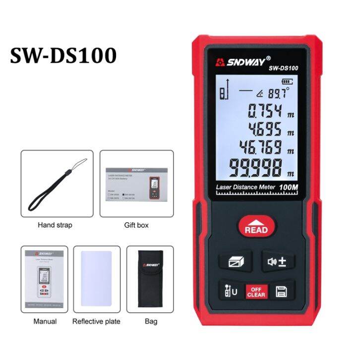 SNDWAY SW-DS100 Handheld Laser Rangefinder Infrared Laser Ruler ...