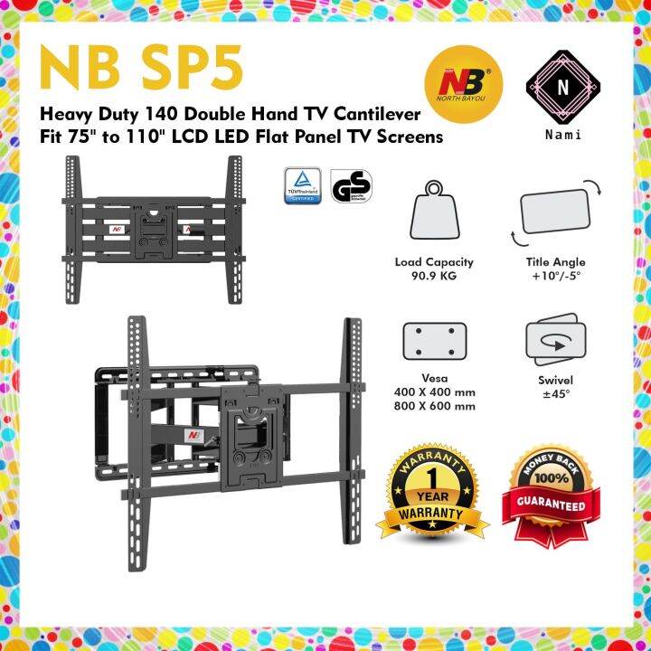 NB North Bayou SP5 Double Arms Heavy Duty TV Cantilever Mount Fit Most ...