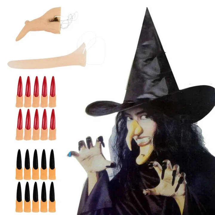 TATORS Gothic Scary Rubber Fake Finger Set Witch Nails Children Witch ...
