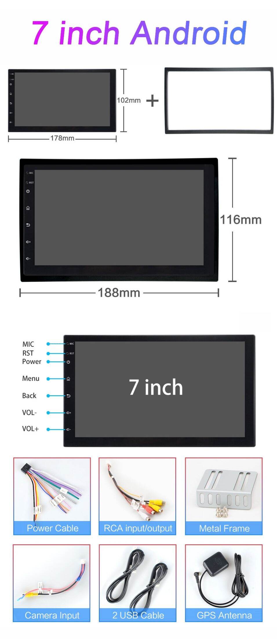 Android 11 CarPlay Auto car radio GPS multimedia player 2 DIN universal 7/9/10 inch Car stereo ...