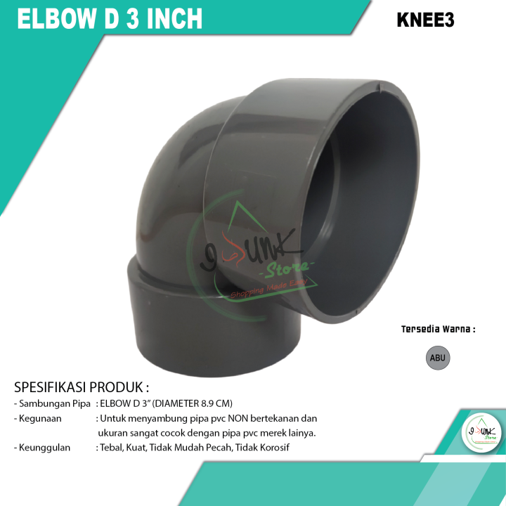 KNEE D 3 INCH /ELBOW D 3 INCH SAMBUNGAN PIPA KNEE D 3" 90 DERAJAT ...