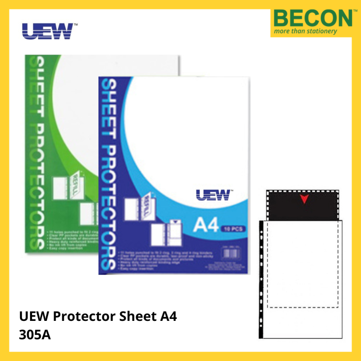 UEW Protector Sheet A4 305A 11 holes 10 pieces @ 100 pieces | Lazada