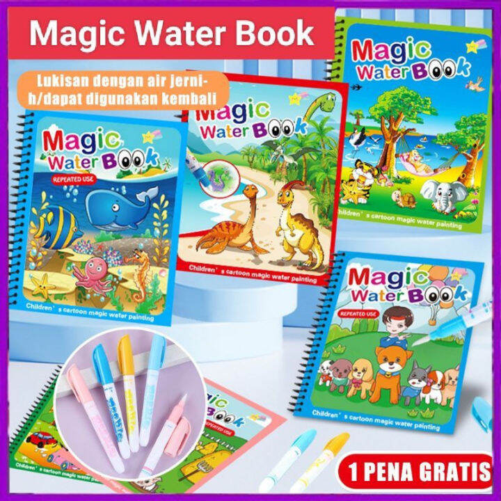 [⚜️RR⚜️] Magic Water Book VIRAL Magic Drawing Book Pen 2in1/ Buku ...