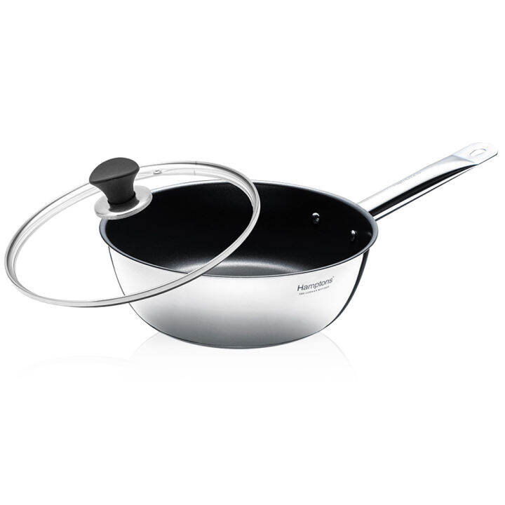 HAMPTONS REX Stainless Steel IH Induction Nonstick Wok Pan (24cm) with ...
