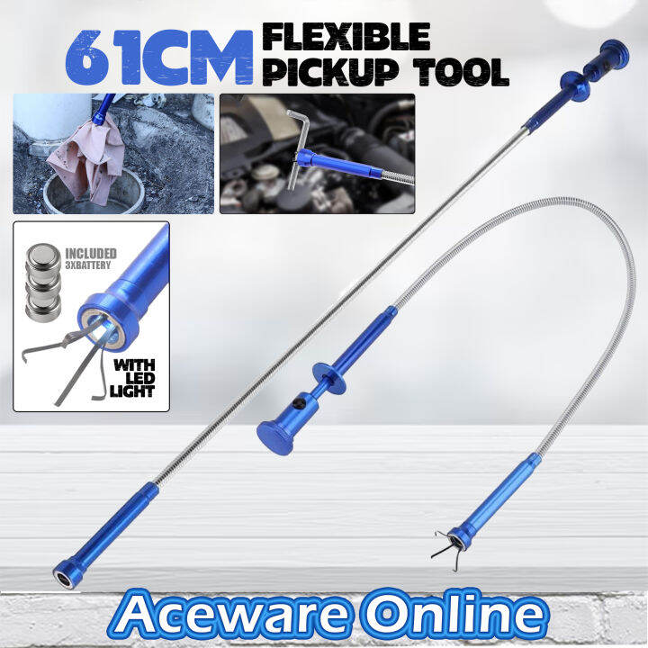Flexible Pick Up Tool With LED Light Drain Hair Claw Clip Pengepit ...