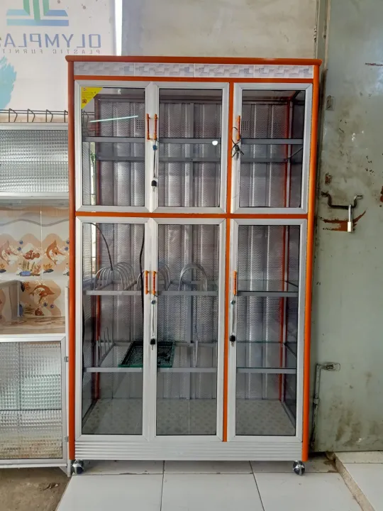 Rak Piring / Rak Dapur Alumunium Full Box Holo 3Pintu | Lazada Indonesia
