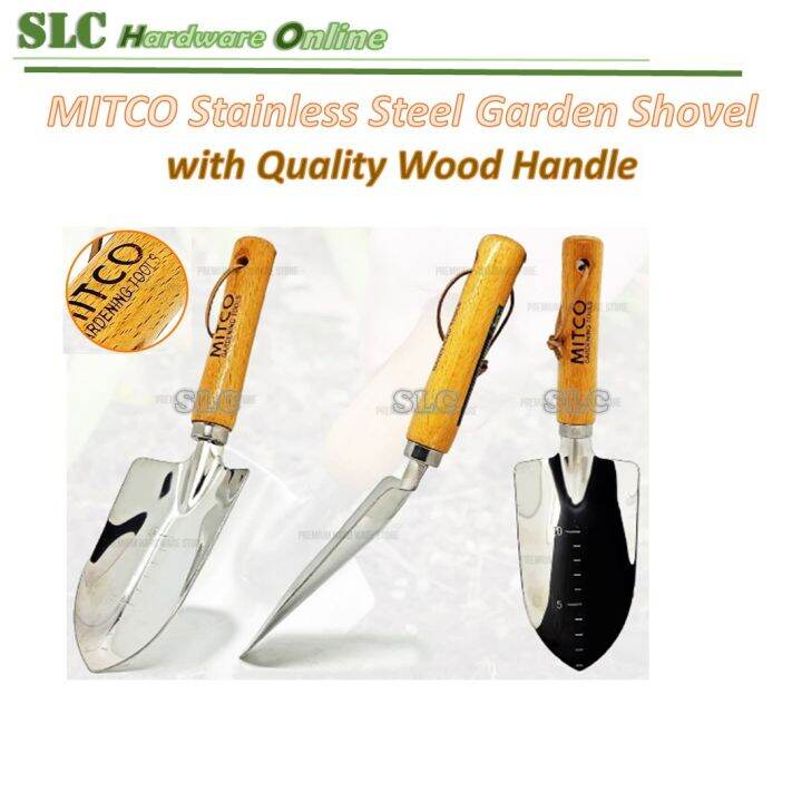 MITCO Stainless Steel Garden Shovel with Quality Wood Handle | Lazada