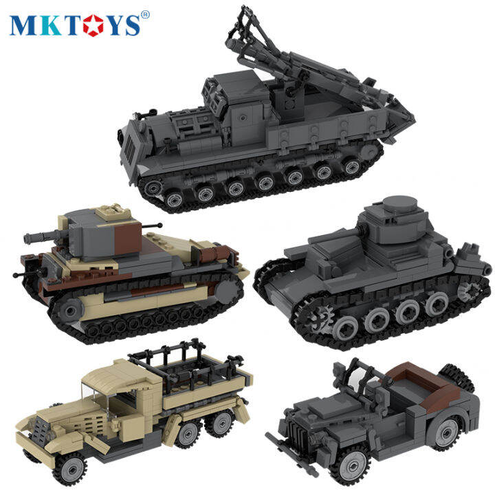 Military Self-Propelled Mortar Building Bricks WW2 Light Tank Blocks ...