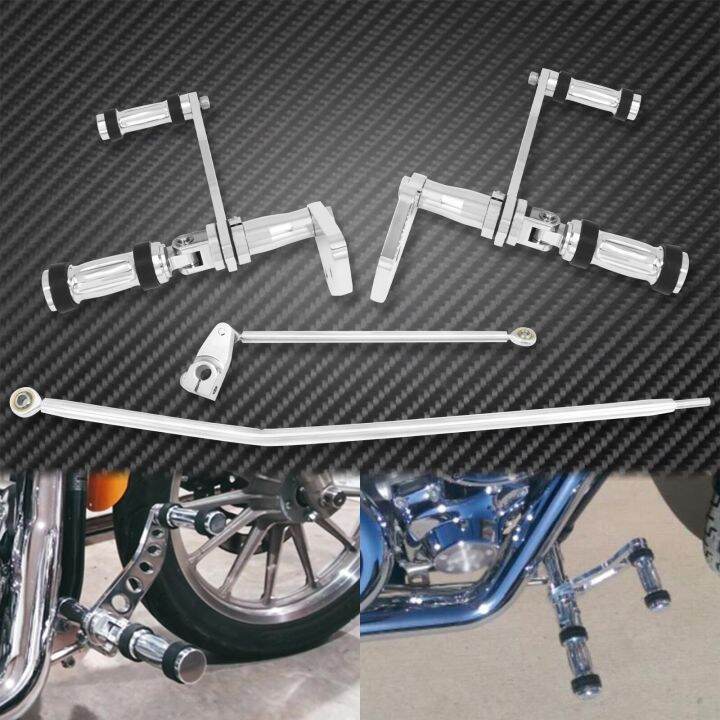 Motorcycle Forward Control Foot Pegs Billet Aluminum Black/Chrome For ...