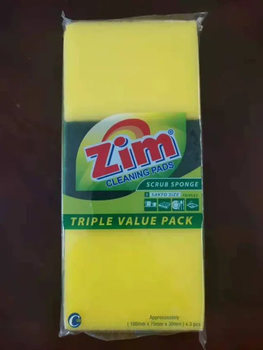 Zim Cleaning Pads Scrub Sponge Sakto Size by 3s (3pcs per pack) | Lazada PH