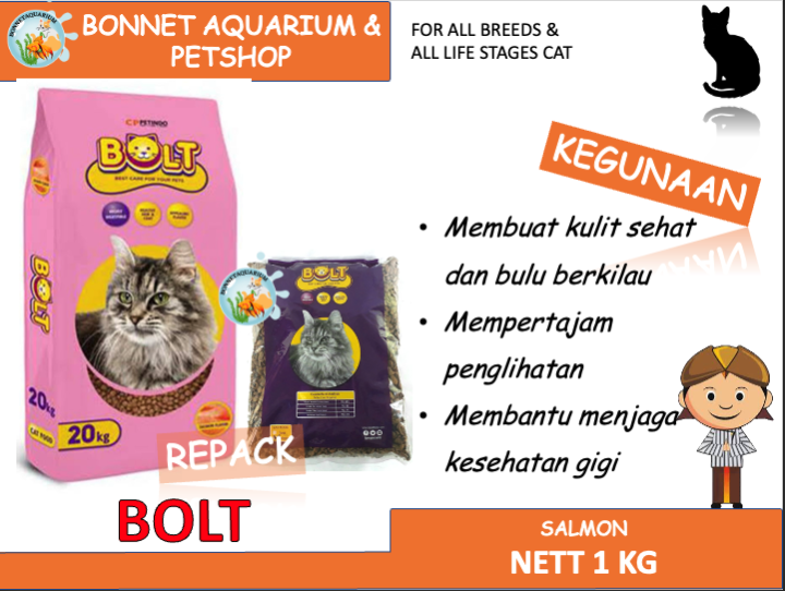BOLT SALMON 1KG MAKANAN/PAKAN KUCING KERING | Lazada Indonesia