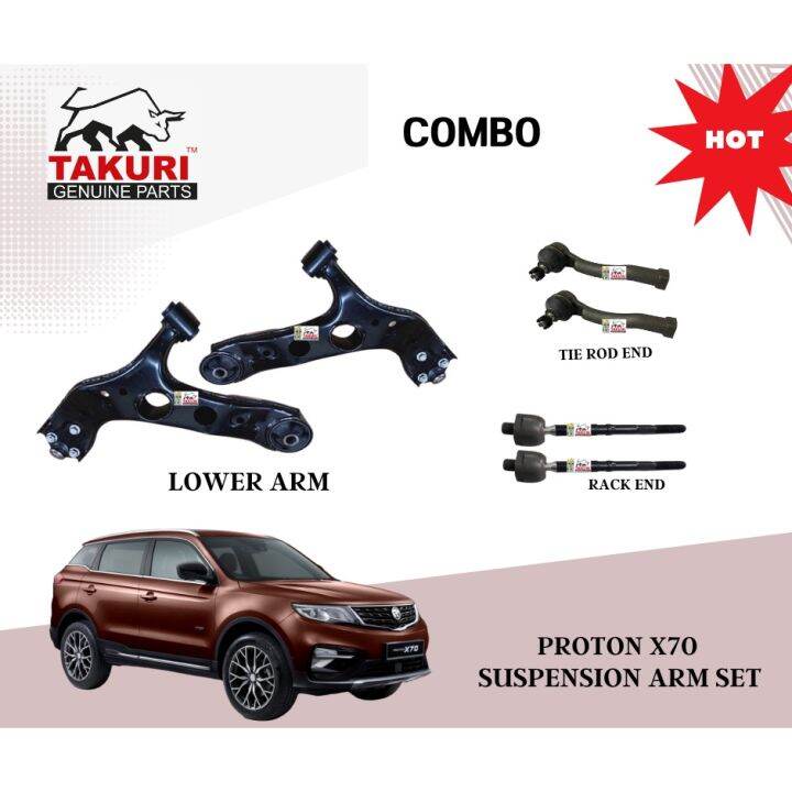 TAKURI PROTON X70 FRONT LOWER ARM TIE ROD END RACK END SUSPENSION ARM ...